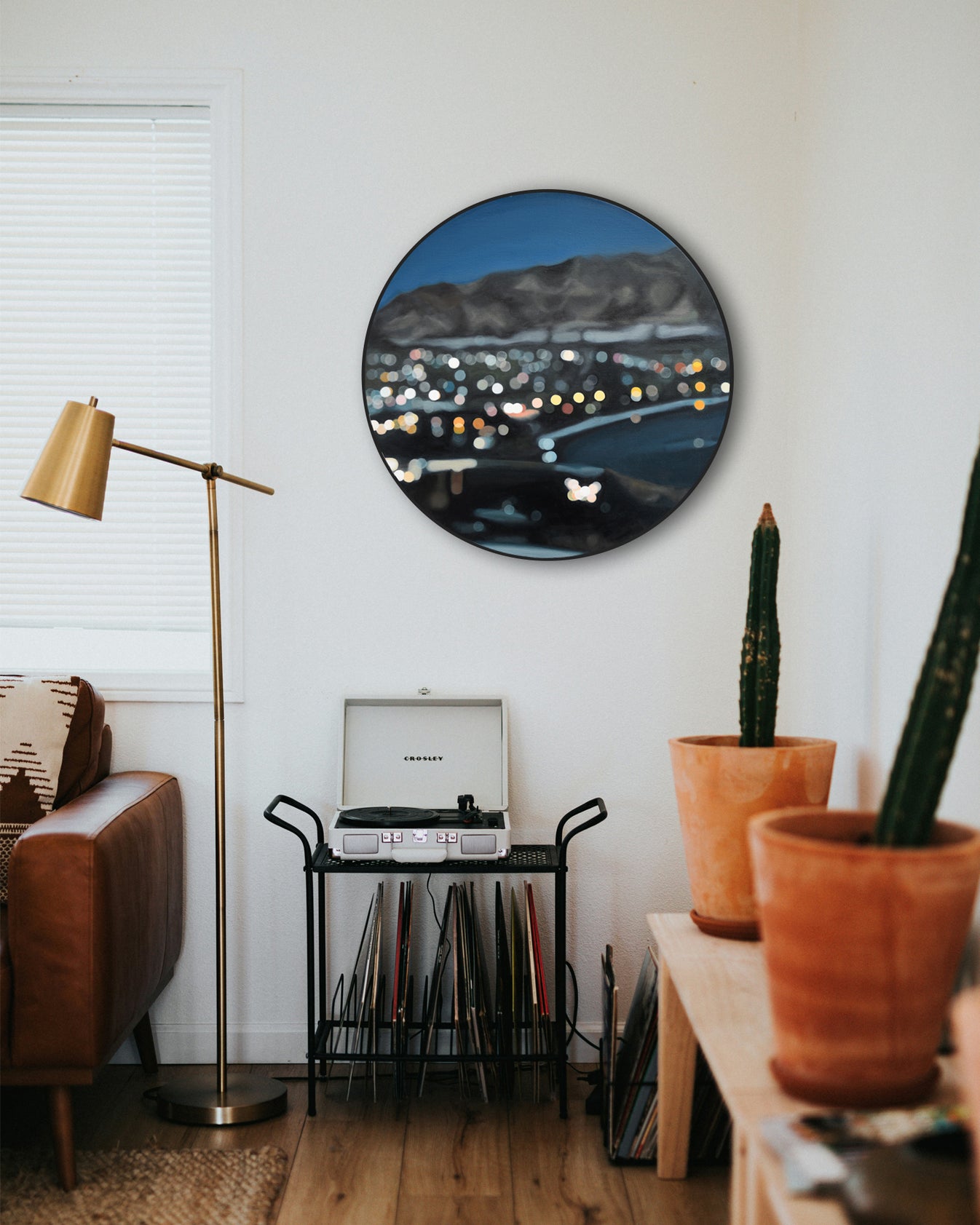 Wanaka Night Fall - Bokeh oil painting on round canvas – thepennydrops